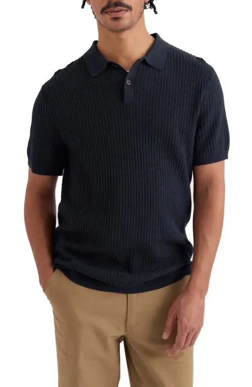 SEASALT CORNWALL Koeswik Ribbed Organic Cotton Polo - Maritime