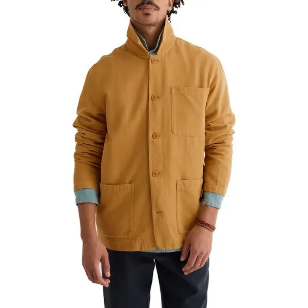 SEASALT CORNWALL Well Wright Organic Cotton & Linen Shirt Jacket - Mustard Seed