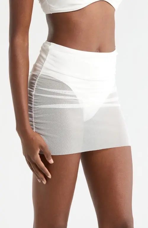 HUTCH Ruched High Waist Mesh Bikini Bottoms