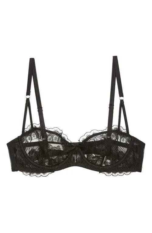 FLEUR DU MAL Mila Lace Underwire Balconette Bra - Black