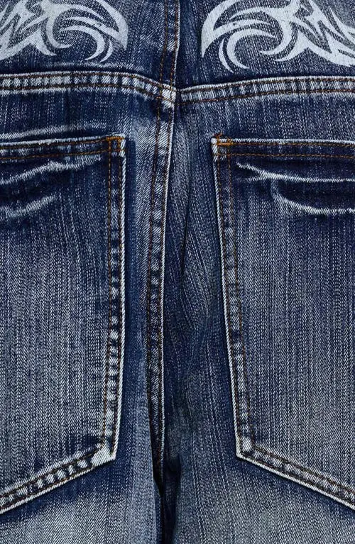 JADED LONDON Blade Colossus Crop Wide Leg Denim Shorts