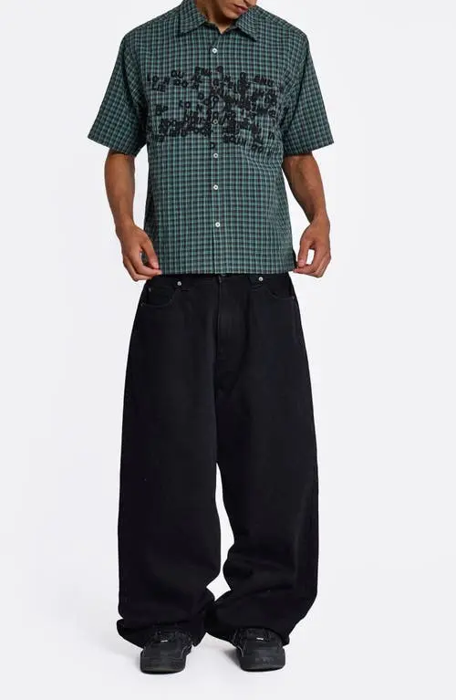 JADED LONDON Check Oversize Cotton Button-up Shirt
