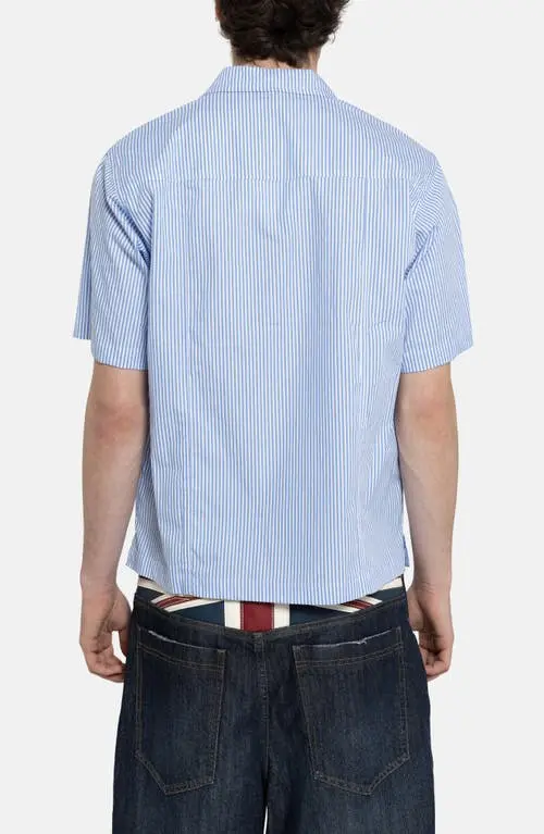 JADED LONDON Poster Stripe Short Sleeve Graphic Button-up Shirt