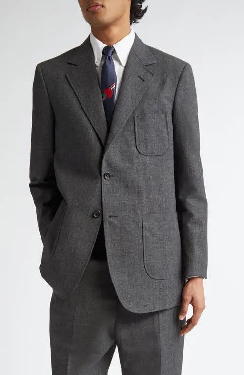 Thom Browne Unstructured Virgin Wool Hopsack Sport Coat - Dark Grey