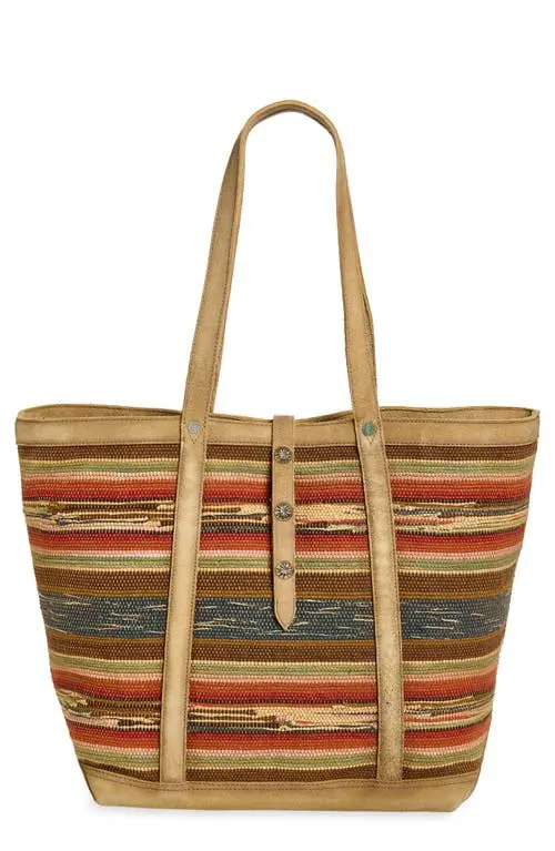 Double Rl Suede Trim Jacquard Tote Bag - Multi/beige