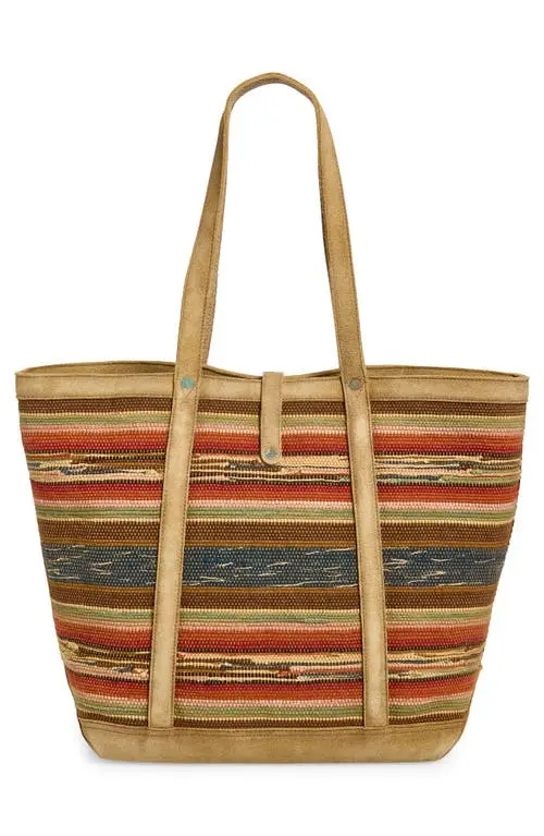 Double Rl Suede Trim Jacquard Tote Bag
