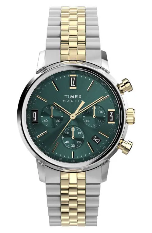 Timex® Marlin Chronograph Bracelet Watch - Two-tone
