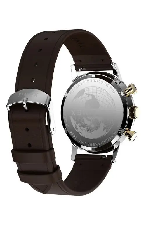 Timex® Marlin Chronograph Leather Strap Watch