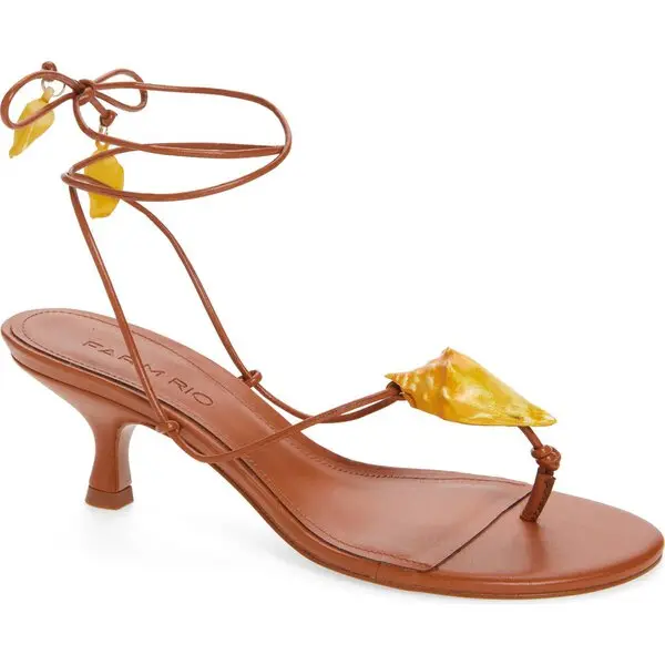 Farm Rio Shell Macrame Kitten Heel Sandal