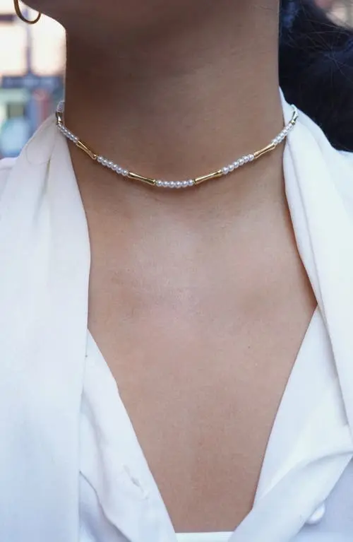 Argento Vivo Bamboo & Faux Pearl Choker Necklace
