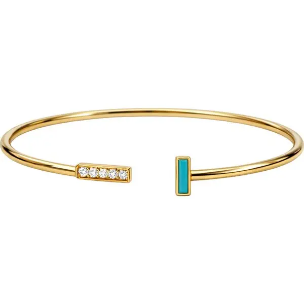 Argento Vivo Faux Turquoise Open Cuff Bracelet With Pave Embellishment - Gold