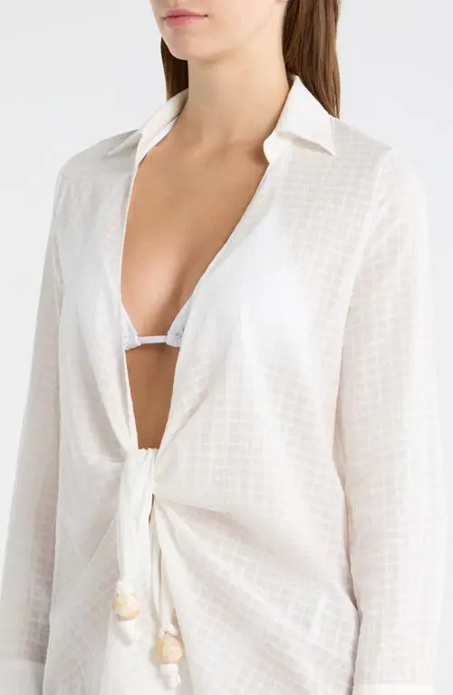 Elan Long Sleeve Semisheer Cotton Cover-up