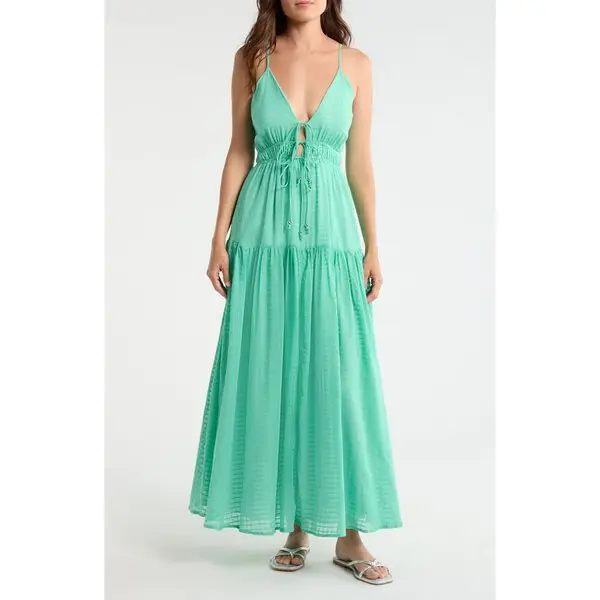 Elan Sleeveless Tiered Cover-up Maxi Dress - Mint