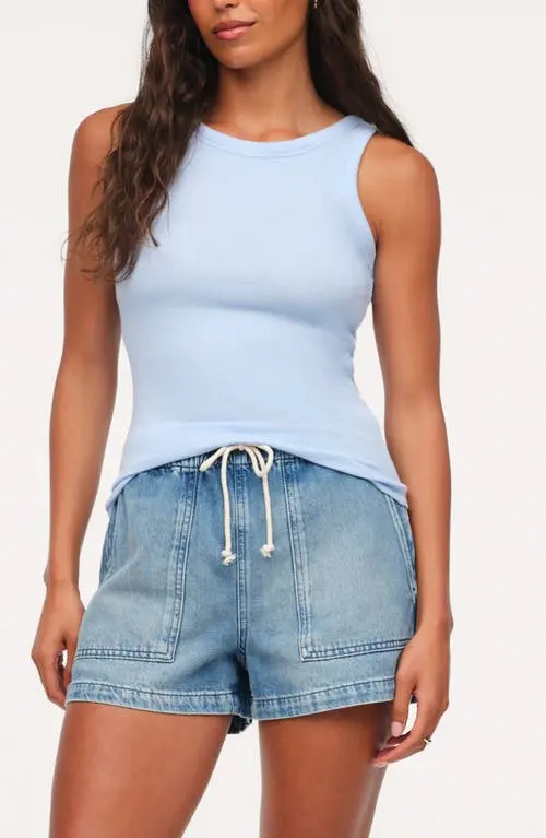 NUUDS Slinky Rib Knit Stretch Modal Jersey Tank - Sky