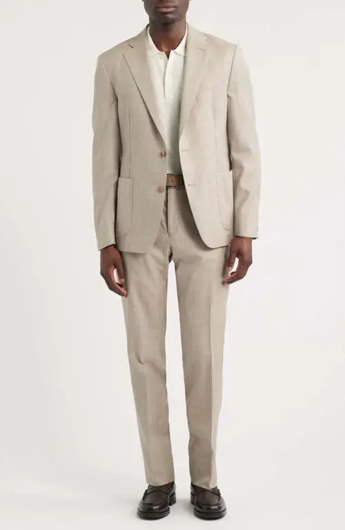 Vince Icon Relaxed Fit Slub Wool & Linen Blend Suit - Tan