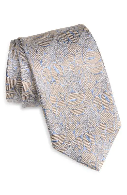 David Donahue Floral Silk Tie - Dune