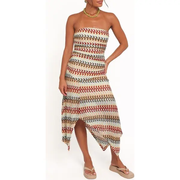 PETAL & PUP Navia Embroidered Strapless Maxi Dress - Multi Stripe