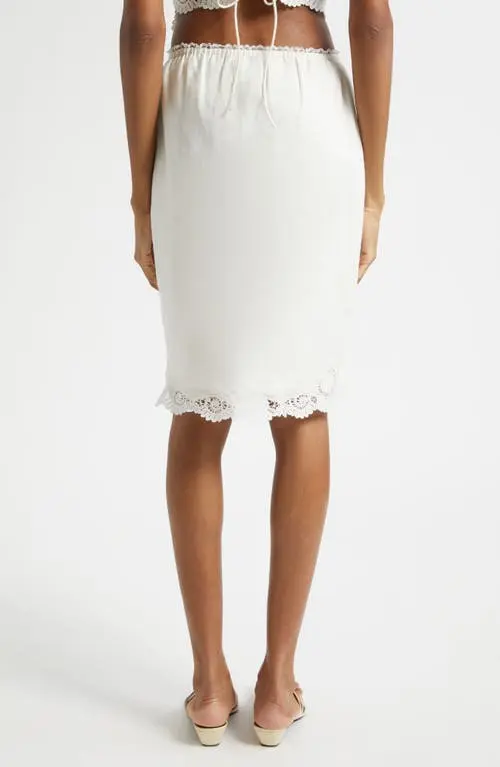 Posse Darya Linen Blend Skirt With Lace Trim - Cream