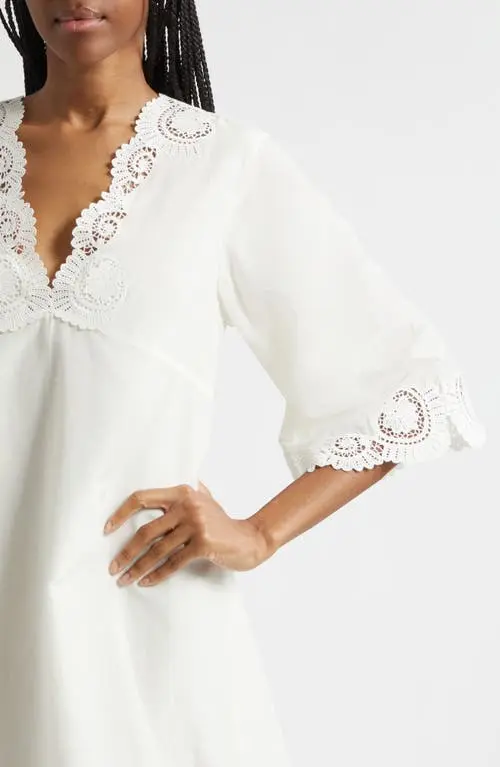 Posse Darya Broderie Trim Kaftan Minidress
