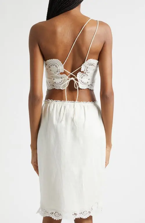 Posse Darya Broderie Trim One-shoulder Tie-back Top