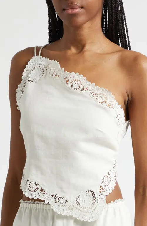 Posse Darya Broderie Trim One-shoulder Tie-back Top