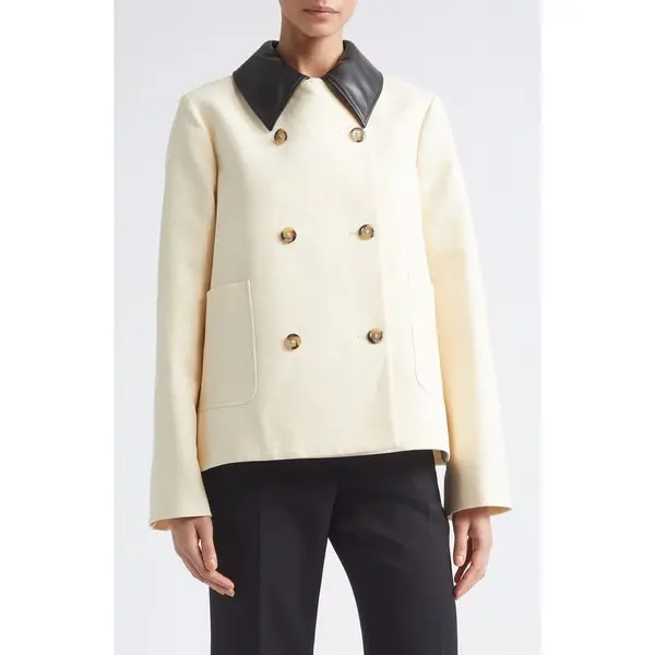 Altuzarra Harburg Double-breasted Jacket With Leather Collar - Opal