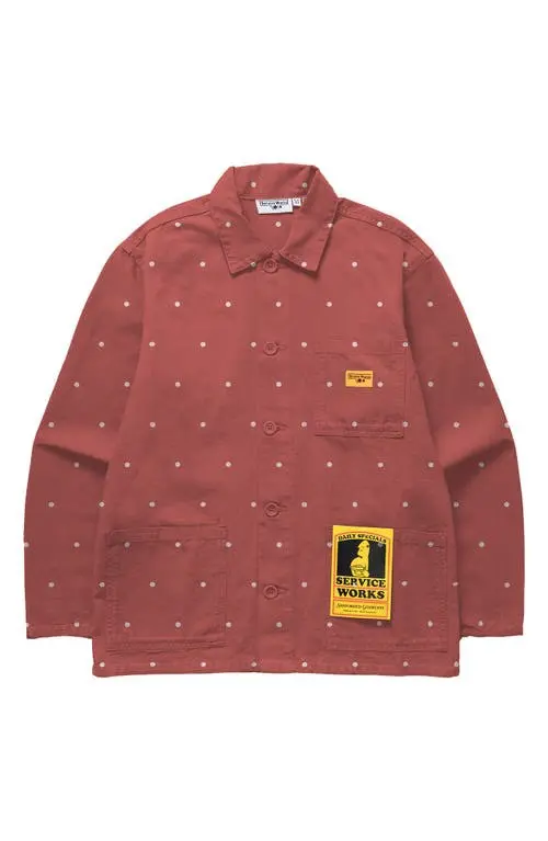 SERVICE WORKS Polka Dot Cotton Canvas Button-up Chore Coat - Clay