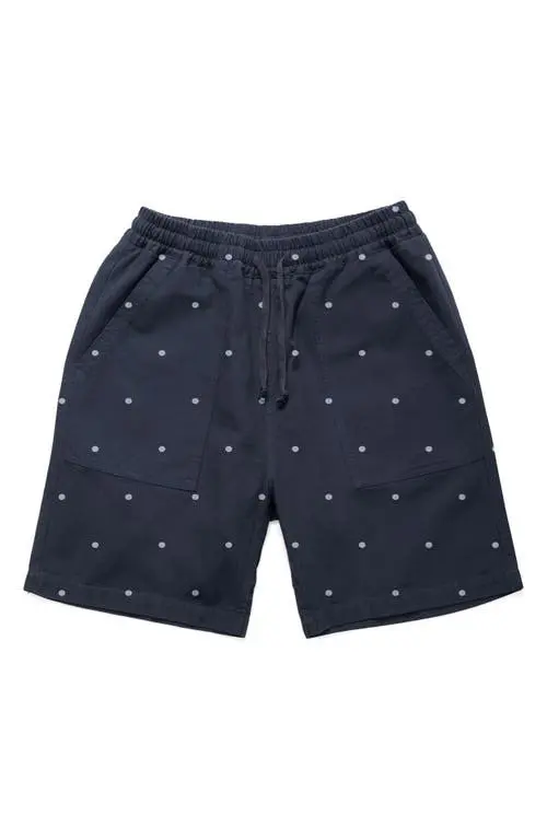 SERVICE WORKS Polka Dot Cotton Poplin Drawstring Chef Shorts - Navy