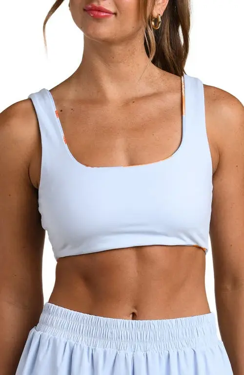 La Blanca Outline Floral Scoop Neck Reversible Sports Bra - Drift