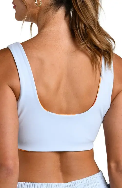 La Blanca Outline Floral Scoop Neck Reversible Sports Bra - Drift
