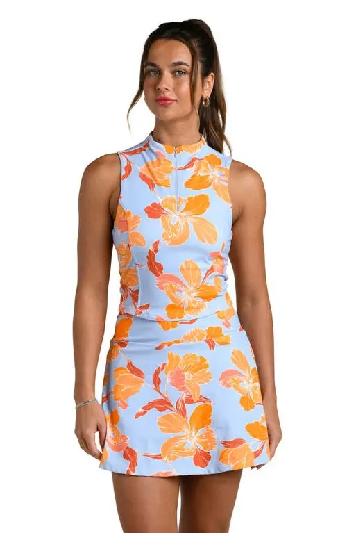 La Blanca Outline Floral Half Zip Performance Tank