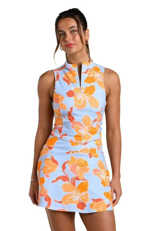 La Blanca Outline Floral Half Zip Performance Tank