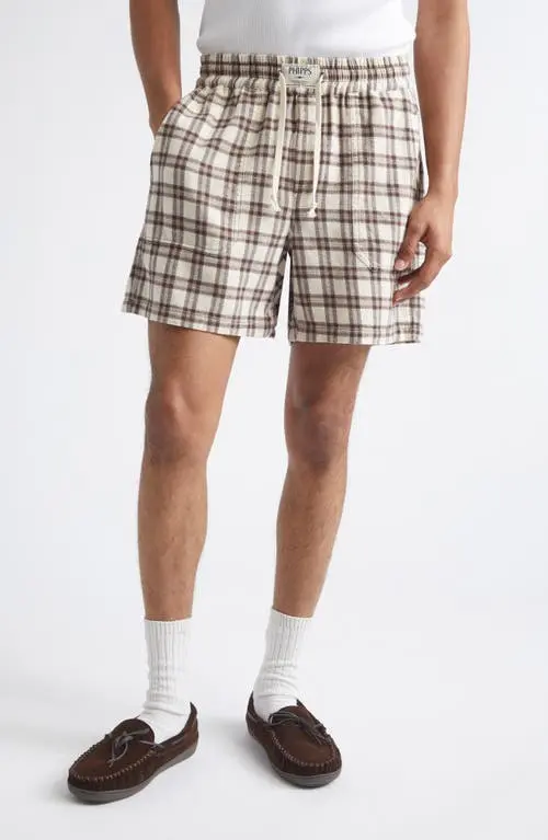 PHIPPS Kennedy Plaid Cotton Flannel Shorts - Sand Plaid