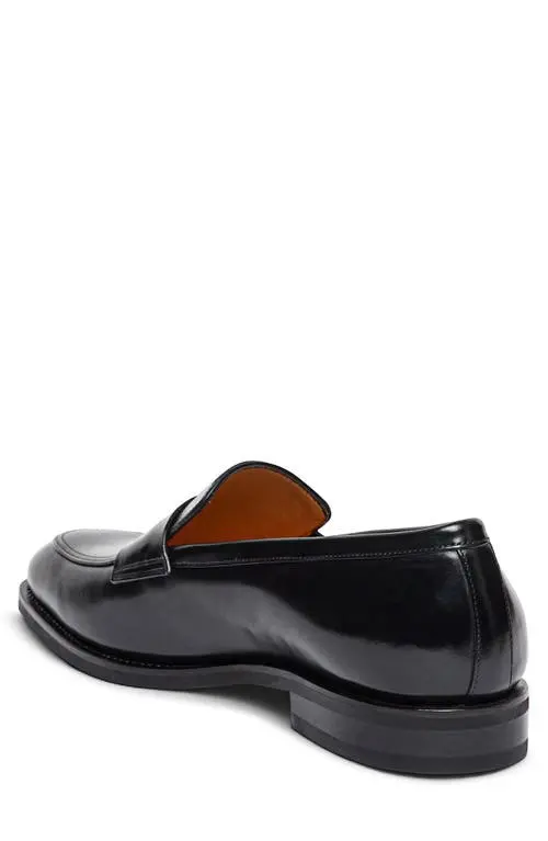 Santoni Gregor Patent Leather Penny Loafer - Black