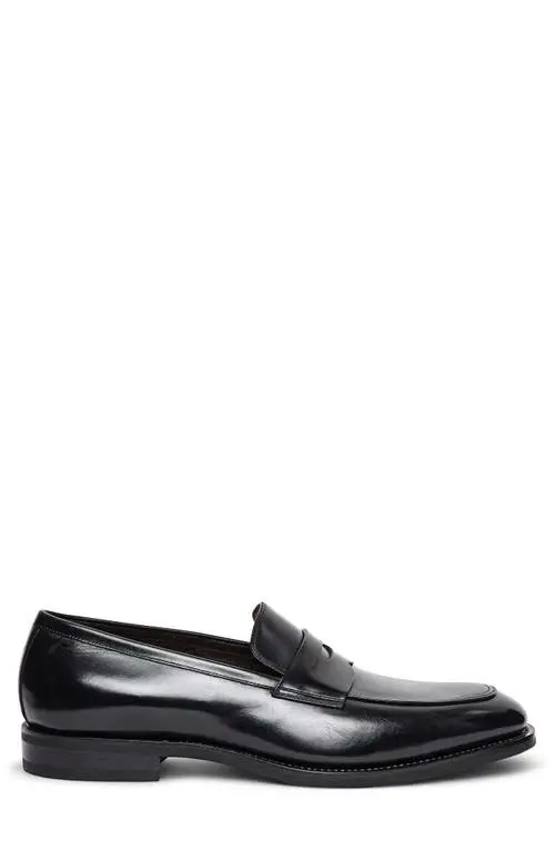 Santoni Gregor Patent Leather Penny Loafer - Black