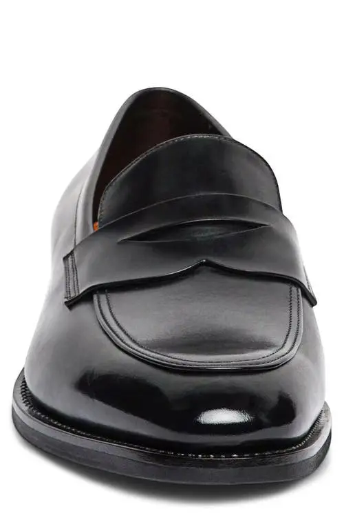 Santoni Gregor Patent Leather Penny Loafer - Black