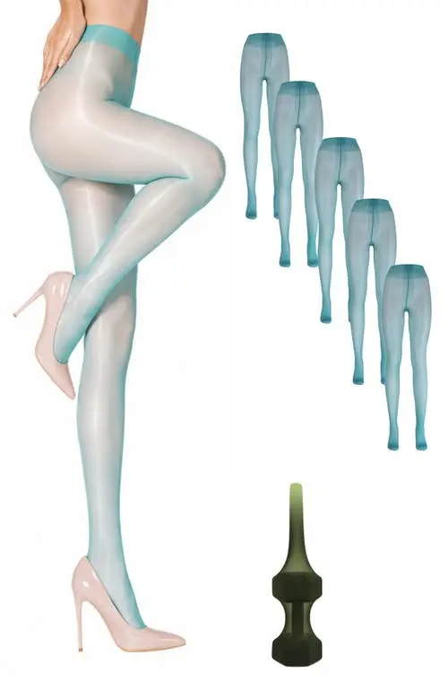 LECHERY® 5-pack Glossy Semi-opaque Tights - Green