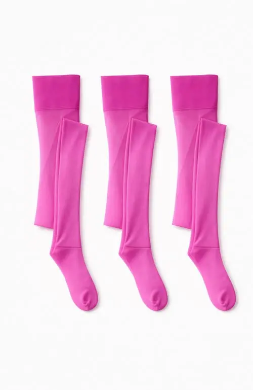 LECHERY® 5-pack Glossy Semi-sheer Opaque Ladder Resistant Tights - Pink