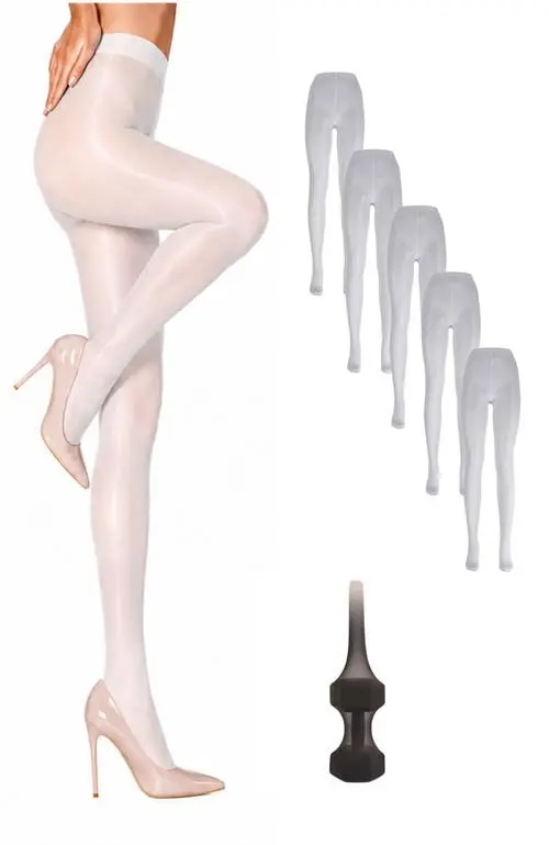 LECHERY® 5-pack Glossy Semi-opaque Tights - White