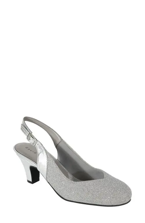 DAVID TATE Avenue Slingback Pump - Silver Sparkle