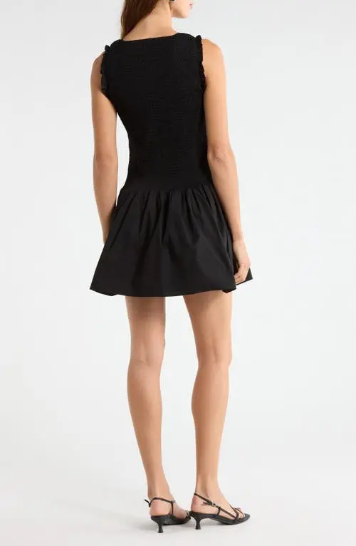 WAYF Esme Smocked Poplin Minidress