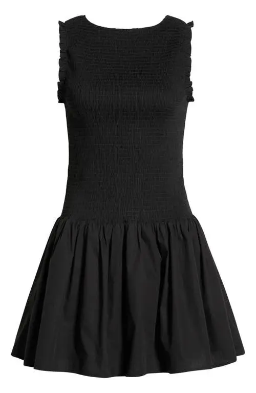 WAYF Esme Smocked Poplin Minidress