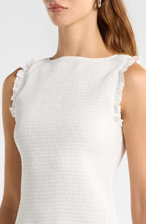 WAYF Esme Smocked Poplin Minidress - Ivory