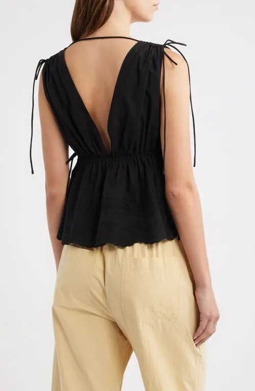 WAYF Hannah Lovey Porter Goldie Cotton Eyelet Top - Black