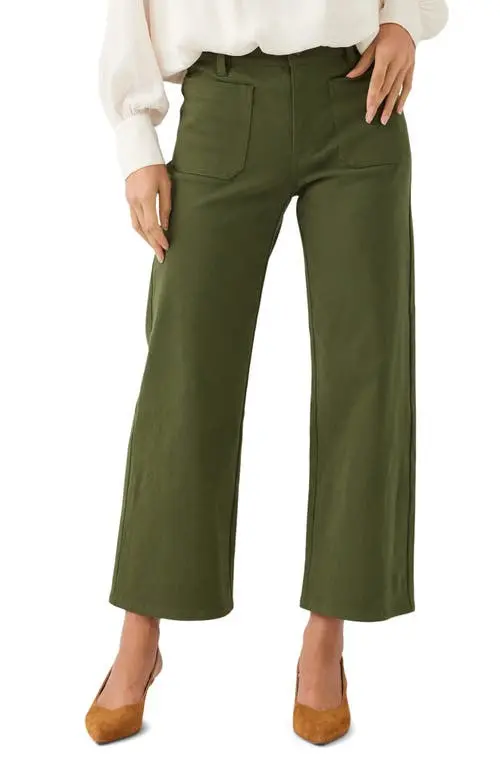 Karen Kane Lauren Patch Pocket Crop Wide Leg Pants - Olive