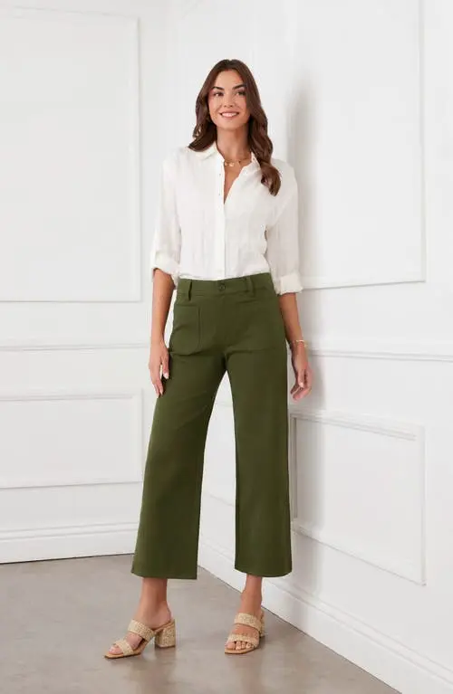Karen Kane Patch Pocket Crop Wide Leg Pants