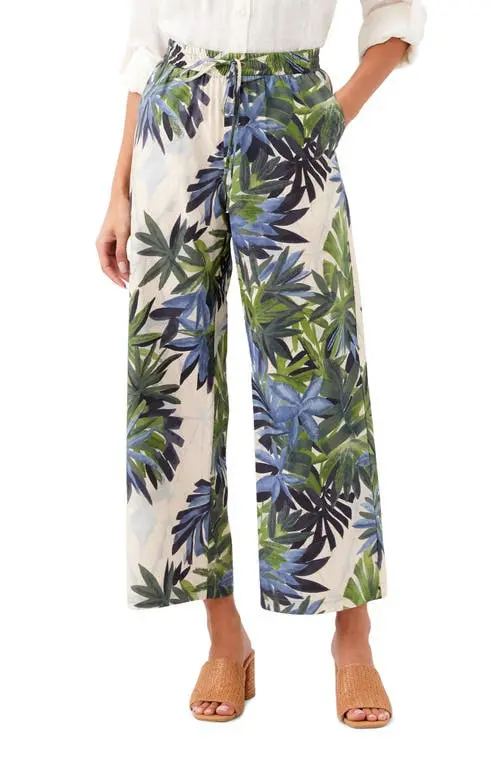 Karen Kane Frond Cotton Drawstring Wide Leg Pants - Print