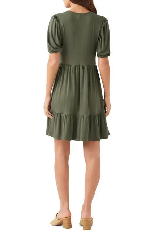 Karen Kane Tiered Puff Sleeve A-line Dress