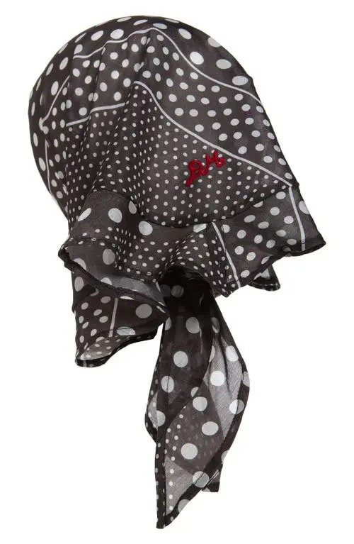DAMSON MADDER Ruffle Trim Polka Dot Hair Scarf