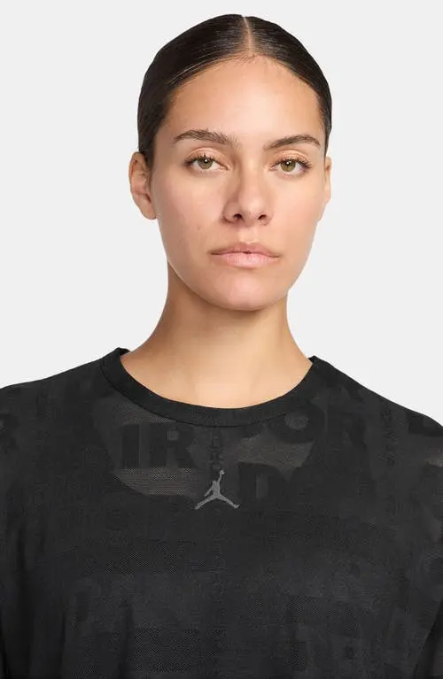JORDAN Flight Boxy Semisheer Logo Jacquard Top